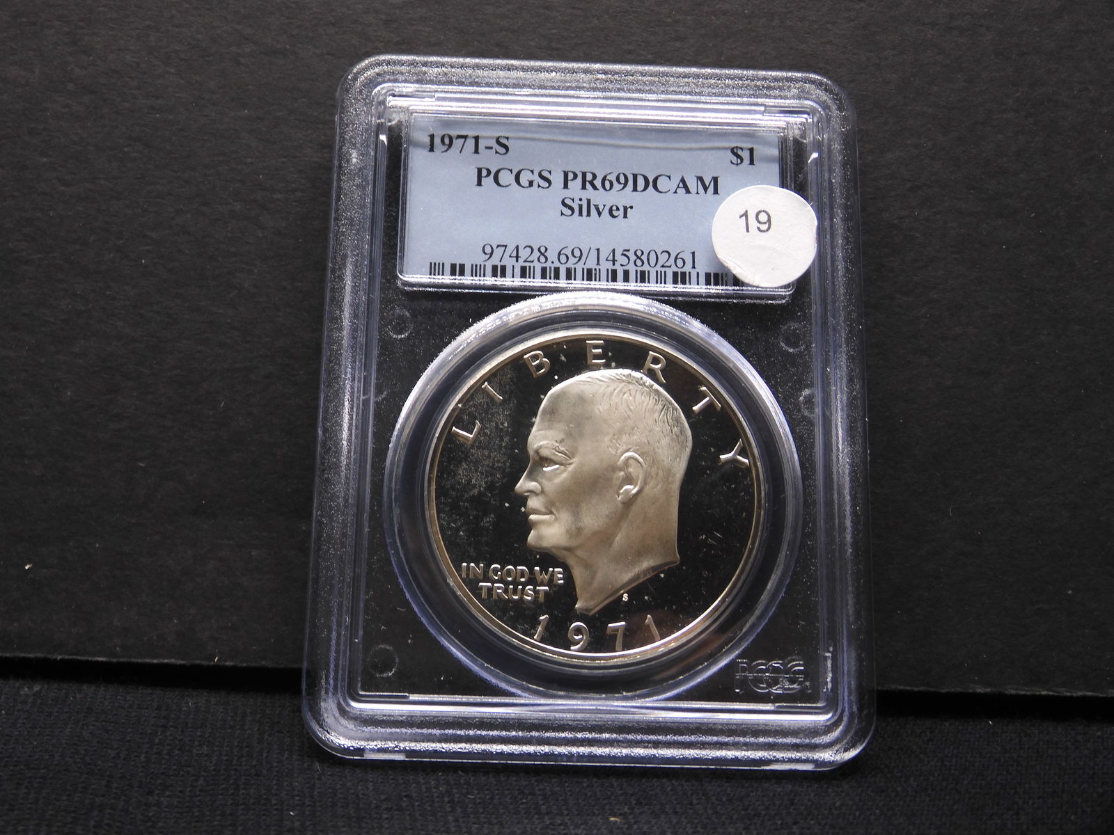 1971-s Silver Ike Dollar. Slabbed By Pcgs, Number One Grader, As Pr69 ...