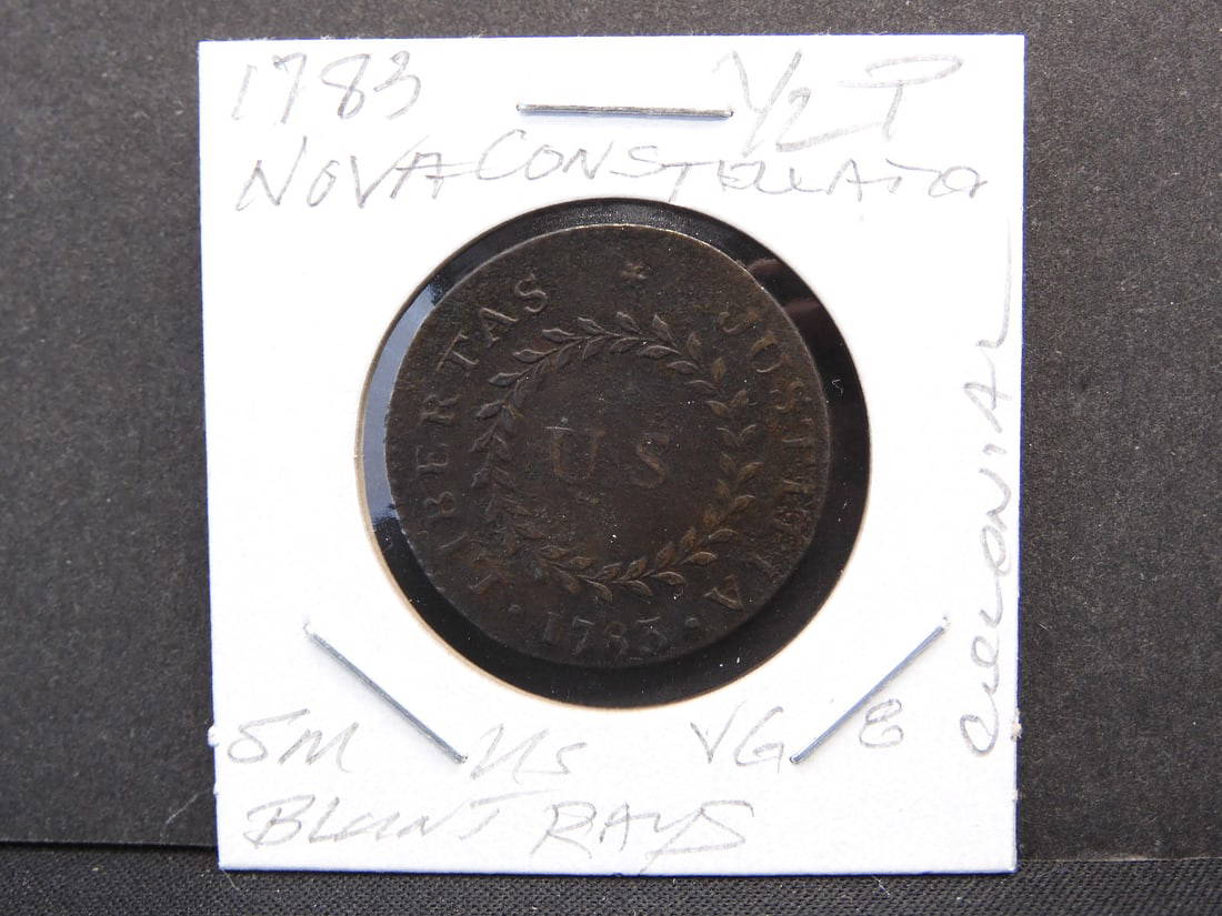 1783 Nova Constellation 1/2 Penny Small Blunt Rays Bn Auction
