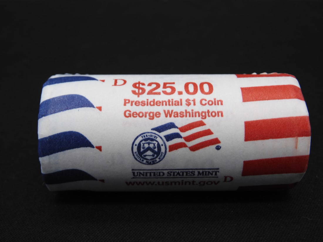 Roll Of 25 2007-d George Washington Presidential Dollars Auction