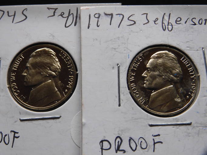 1974 S (proof), 1977 S (proof) Jefferson Nickels