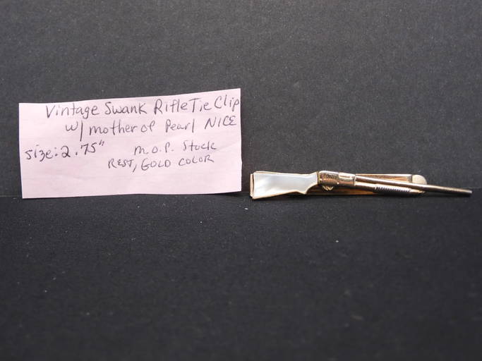 Vintage Swank Rifle Tie Clip W/ Mother Of Pearl