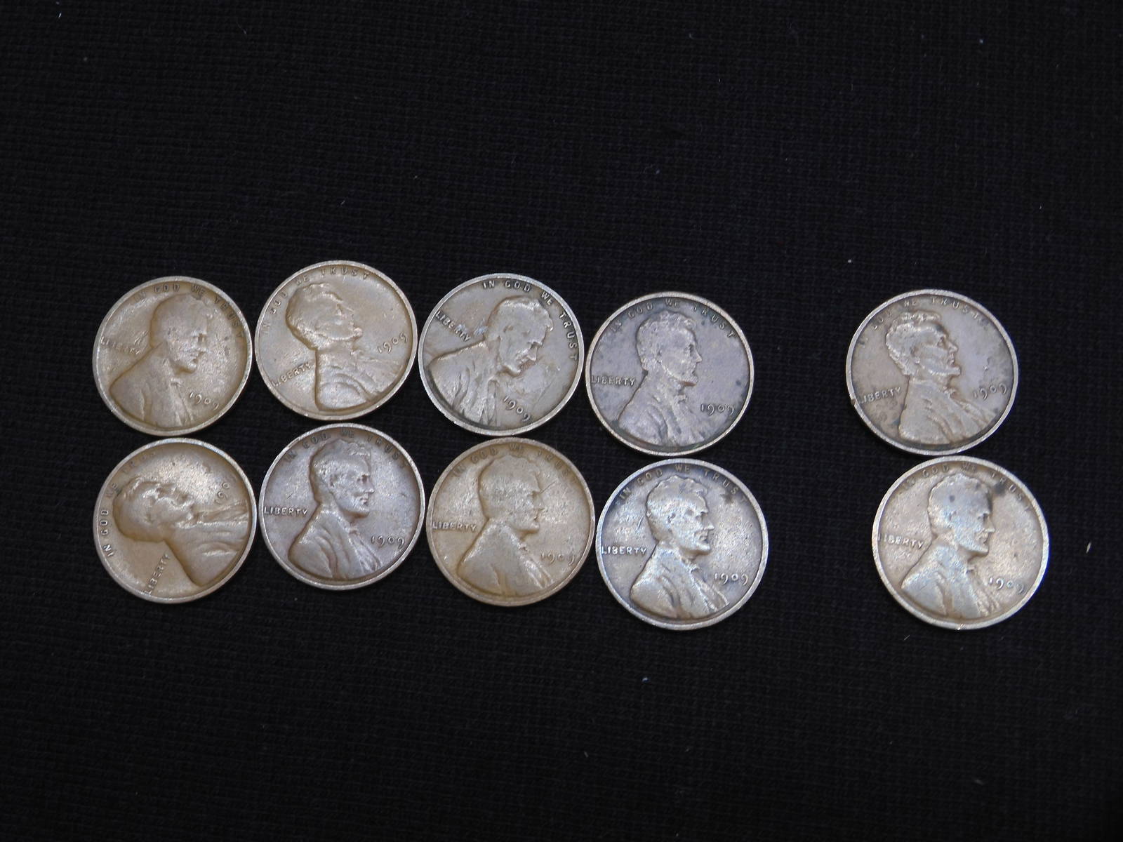 Lot Of Ten Circ 1909 Vdb Lincoln Cents Auction