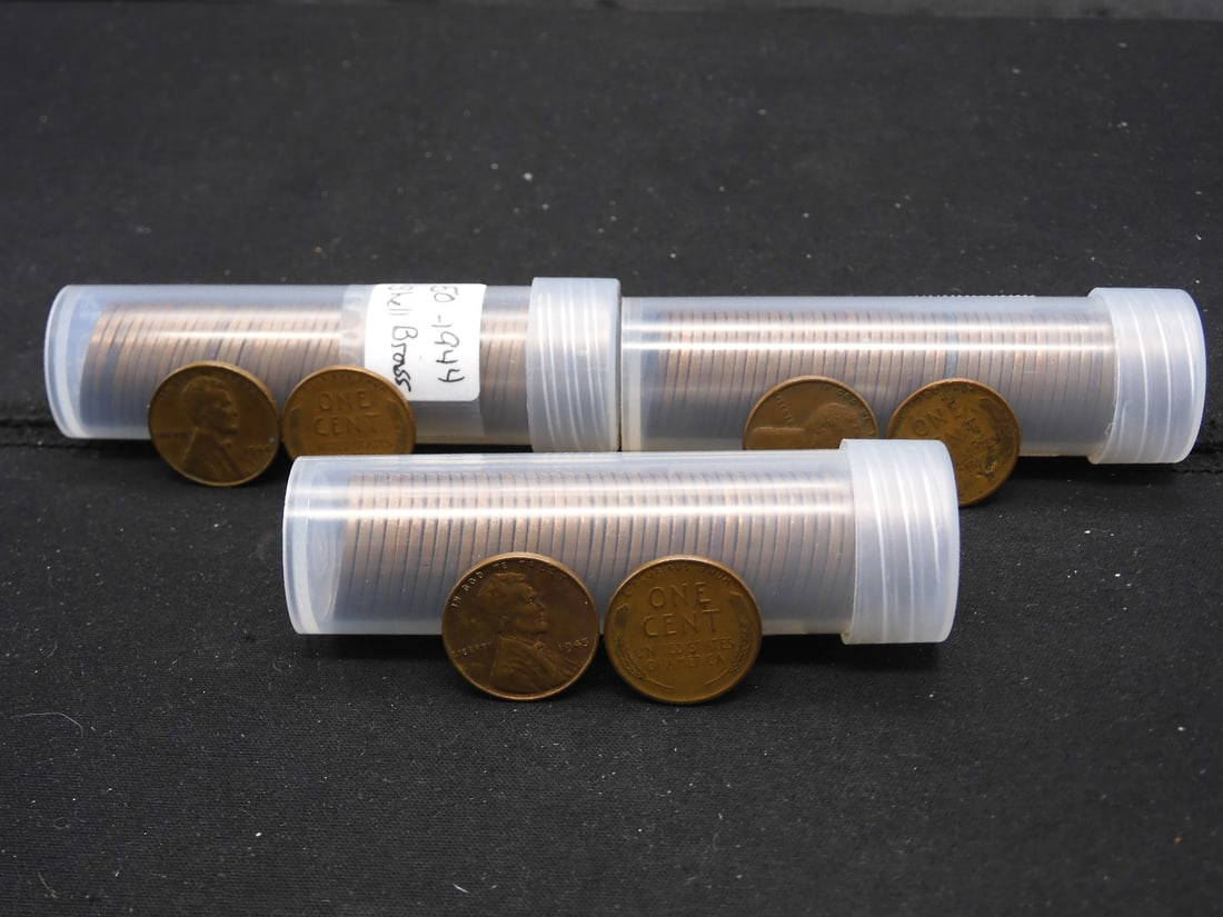50 1944, 50 1945, 50 1946-p Shell Brass Lincoln Wheat Cents Auction