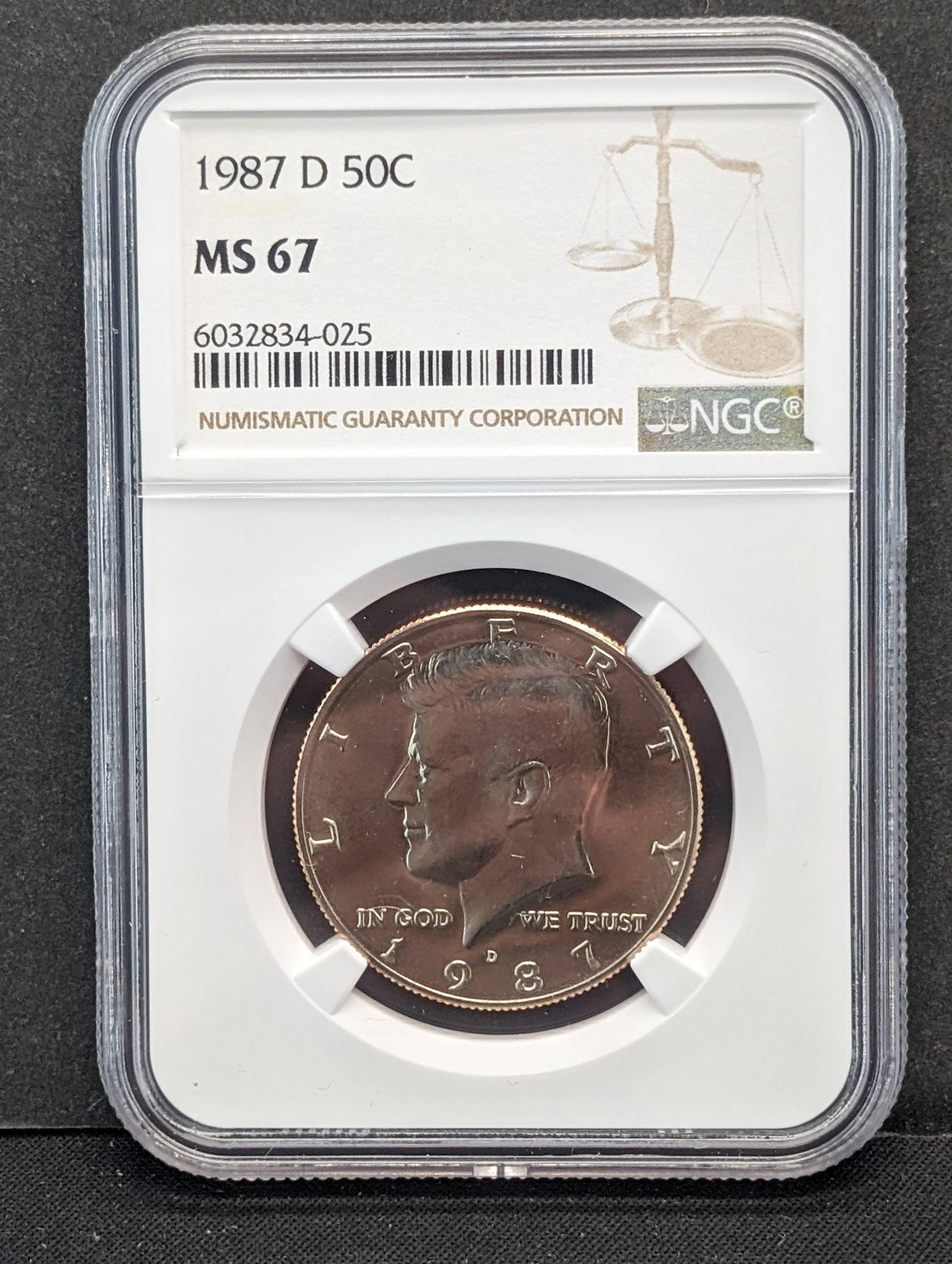 1987-d Kennedy Half Dollar - Ngc Ms67 Auction