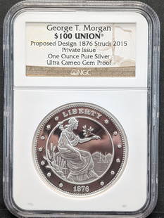 1.5 Oz Silver Round $100 Union George T. Morgan (gem Pf Ngc)