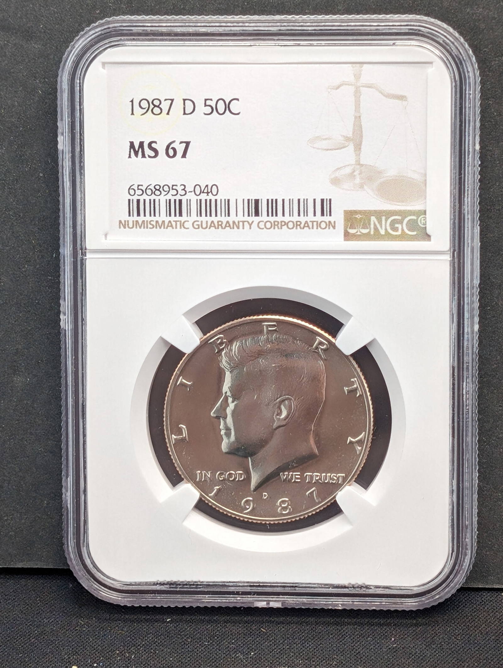 1987-d Kennedy Half Dollar - Ngc Ms67 Auction
