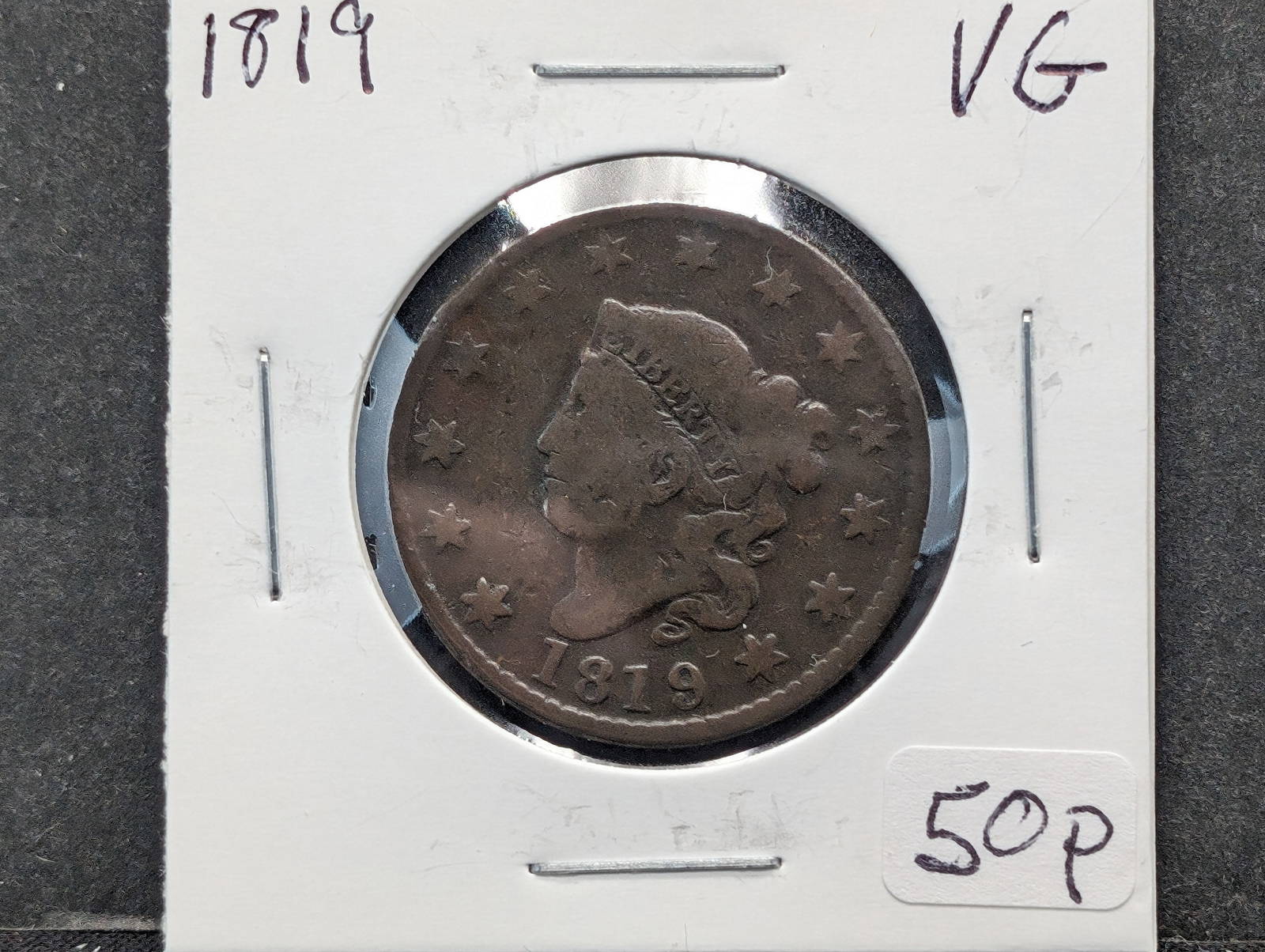 1819 Large Cent Vg Auction
