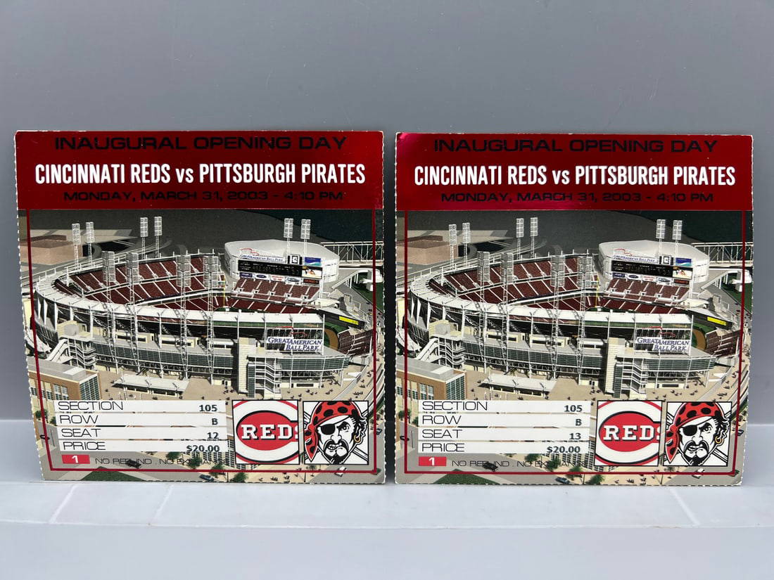 Lot Of (2) 2003 Cincinnati Reds Baseball Opening Day Ticket Stubs ...