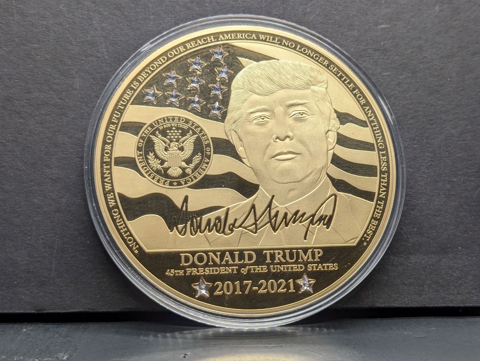 Two Donald J. Trump 24k Gold Plated Collectors $100