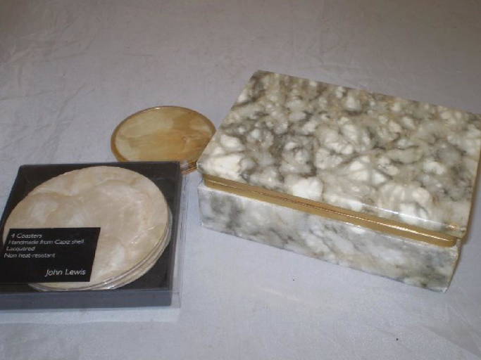 Alabaster Box And Capiz Shell Coasters
