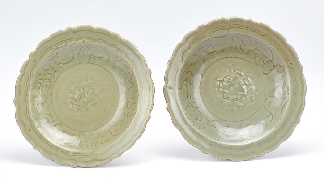 A Pair Of Longquan Ware Plates, Ming Dynasty