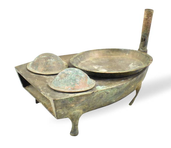 Chinese Bronze Cast Cooking Stove, Han Dynasty