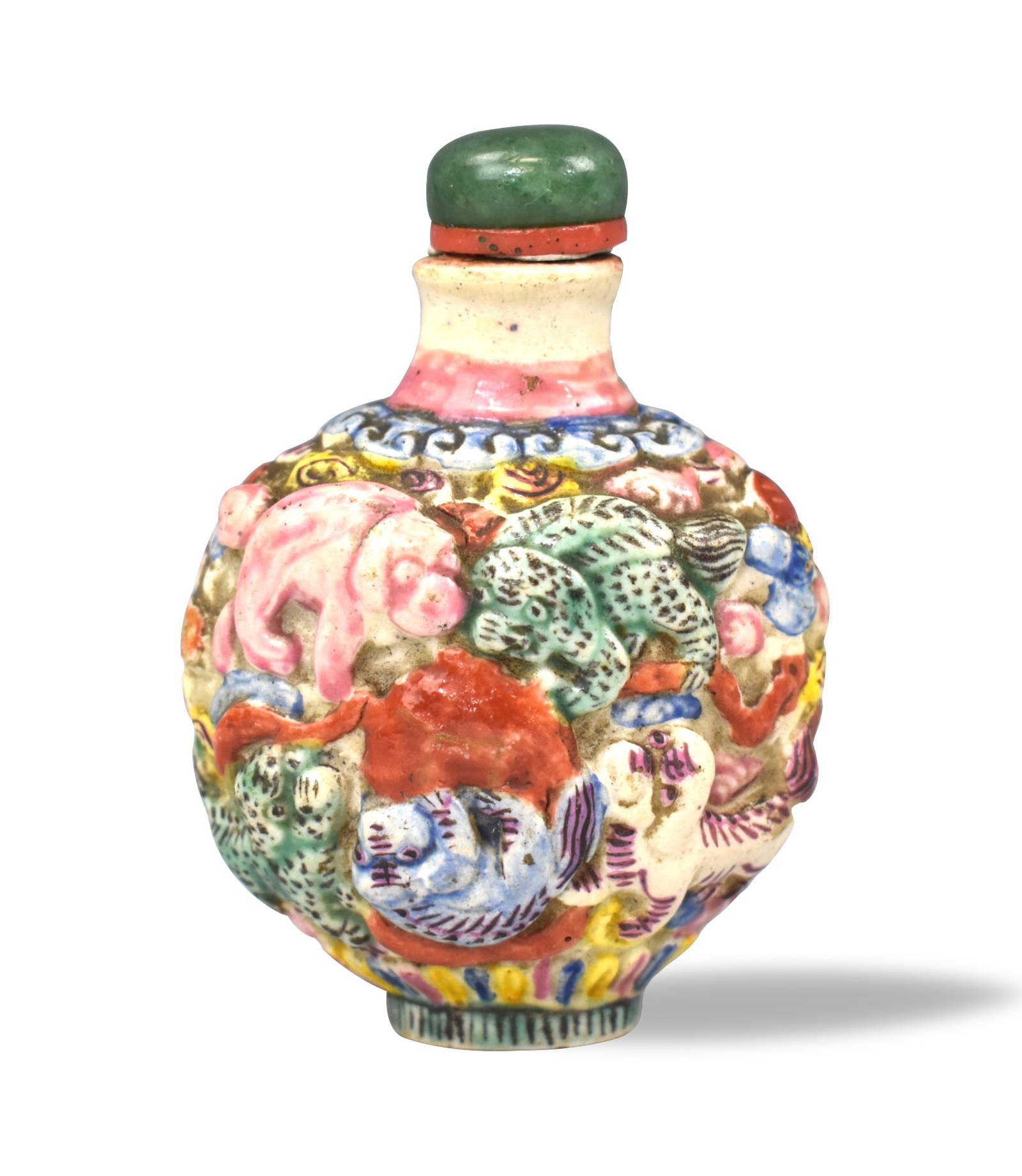 Chinese Famille Rose "foo Lion"snuff Bottle,19th C Auction
