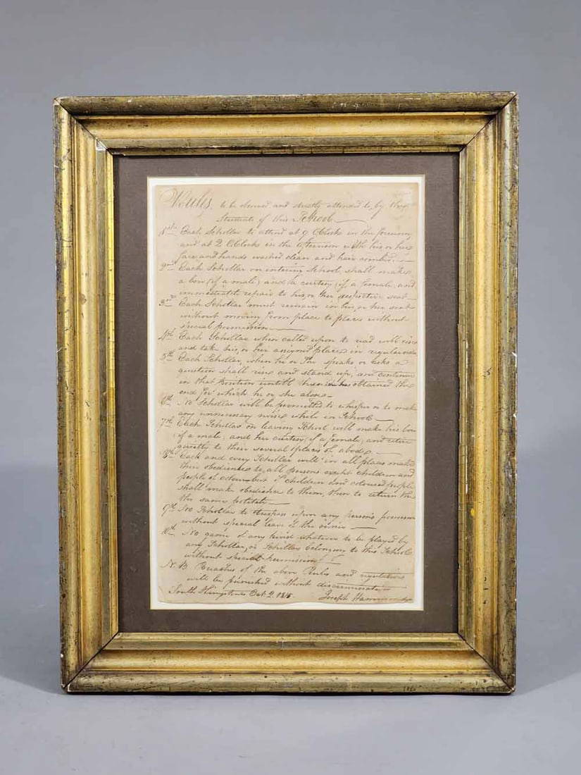 Manuscript School Rules Auction