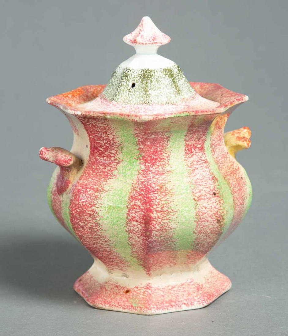 Spatterware Sugar Bowl Auction