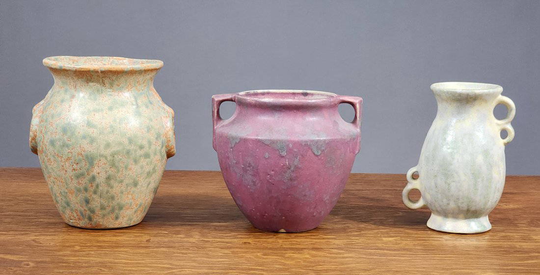 3 Pieces Of Burley Winter Pottery Auction