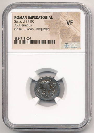Sulla Felix & L. Manlius Torquantus Ar Denarius Vf Ngc