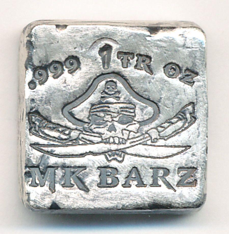 Vintage Rare Silver Bullion 1 Oz Silver Skull In