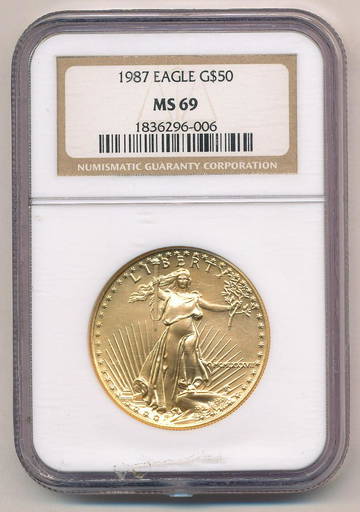 1 Oz 1987 Gold Eagle $50 Ngc Ms69