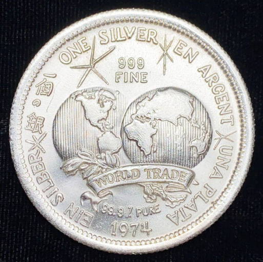 1974 The International World Trade Unit .999 Slver 1 Oz
