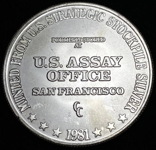 1981 U.s. Assay Office San Francisco 1 Ozt Silver .999