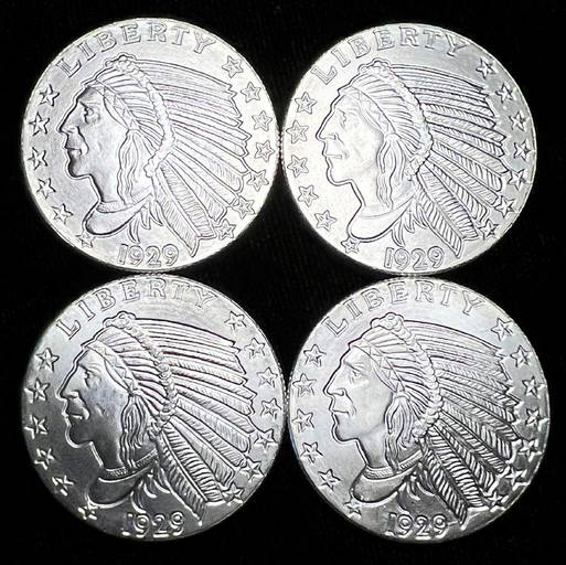 (4) 1929 Indian Head Design Silver 1/4th ozt (#0243) on Sep 21, 2022 ...