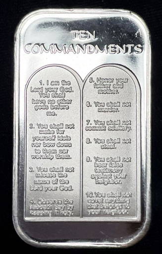 "Ten Commandments" 1 ozt .999 Silver Bar (#0132) on Sep 21, 2022 ...