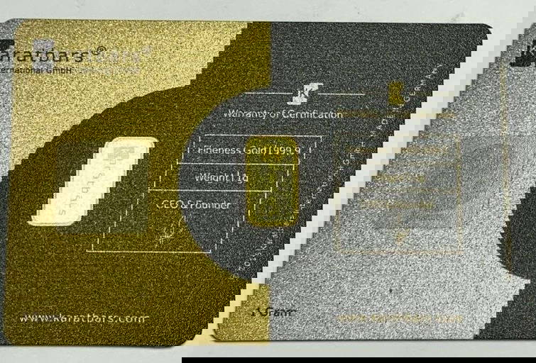 Karatbars 1 Gram .9999 Gold Bar Card