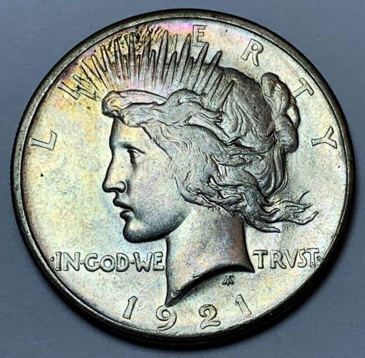 1921 Peace Silver Dollar High Relief Au53