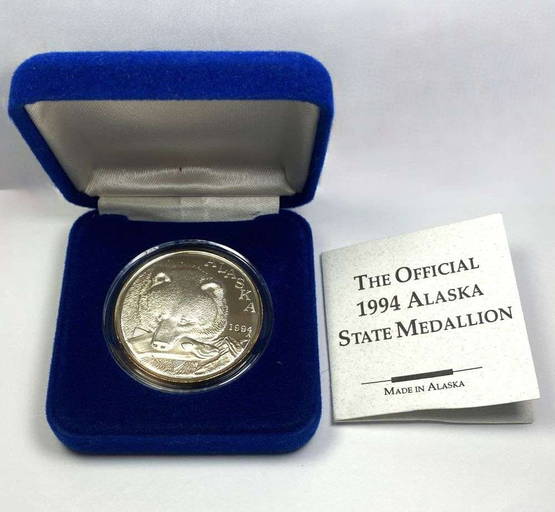 1994 Alaska Mint "grizzly" The Official State Medallion Proof 1 Ozt ...
