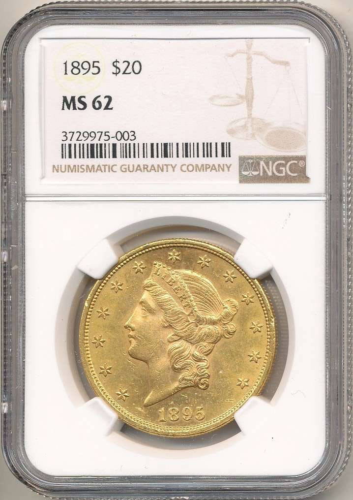 Last Minute! 1895 Gold $20 Liberty Head Ms62 Auction