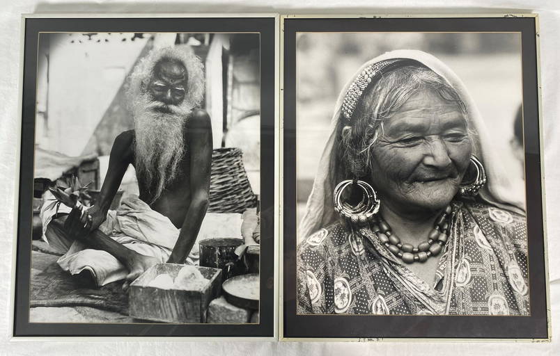 Pair Of Native Tribe Older Man & Woman Photographs
