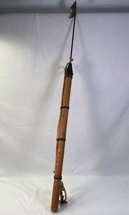 Iron, Brass, And Wood Single Flue Whaling Harpoon,
