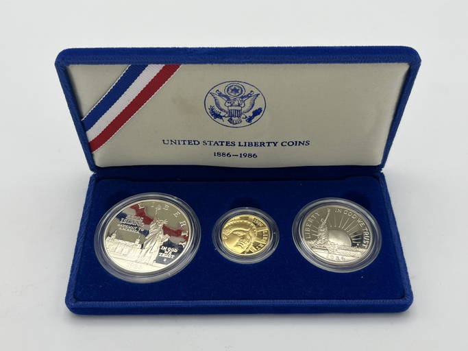 1986 US Liberty Commemorative 3 Coin Gold Proof Set (#0144) on Feb 20 ...