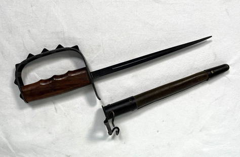 Rare Wwi Us Lf&c 1917 Trench Knife W/leather Scabbard