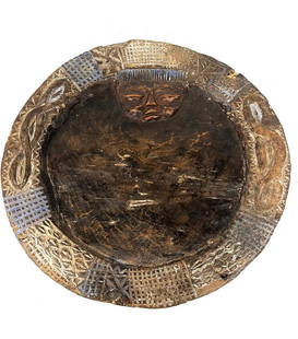 Yoruba African Carved Wood Owo Divination Board Tribal Opan Ifa Round ...