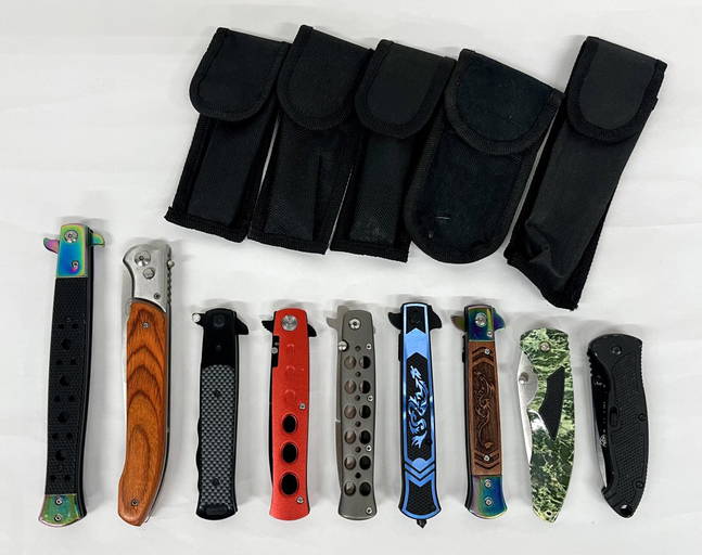 Lot Of Knives & Sheaths Stiletto Milano Tac Force