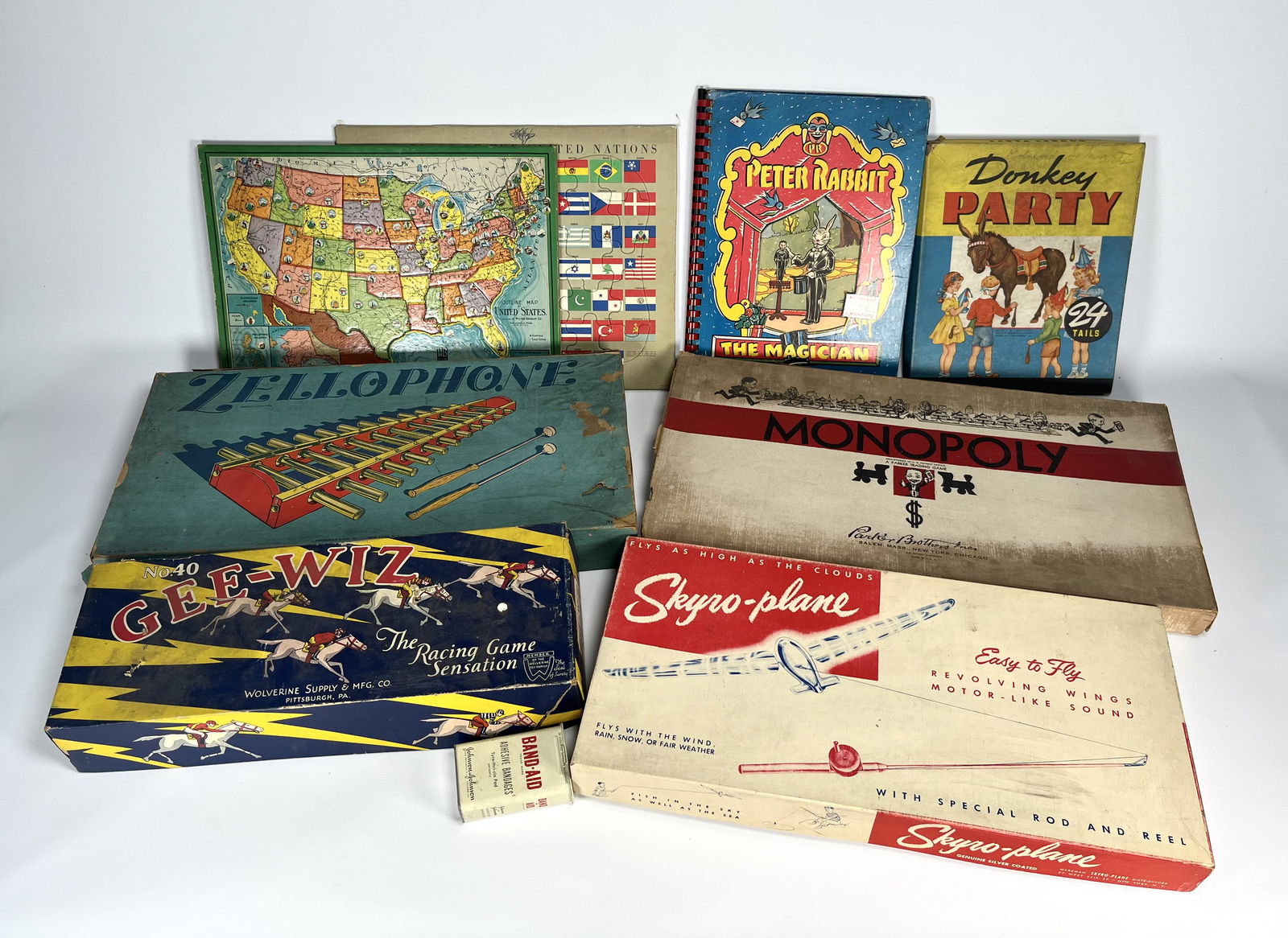 Lot Of Vintage Games And Toys 1946 Monopoly Skyro Plane & More