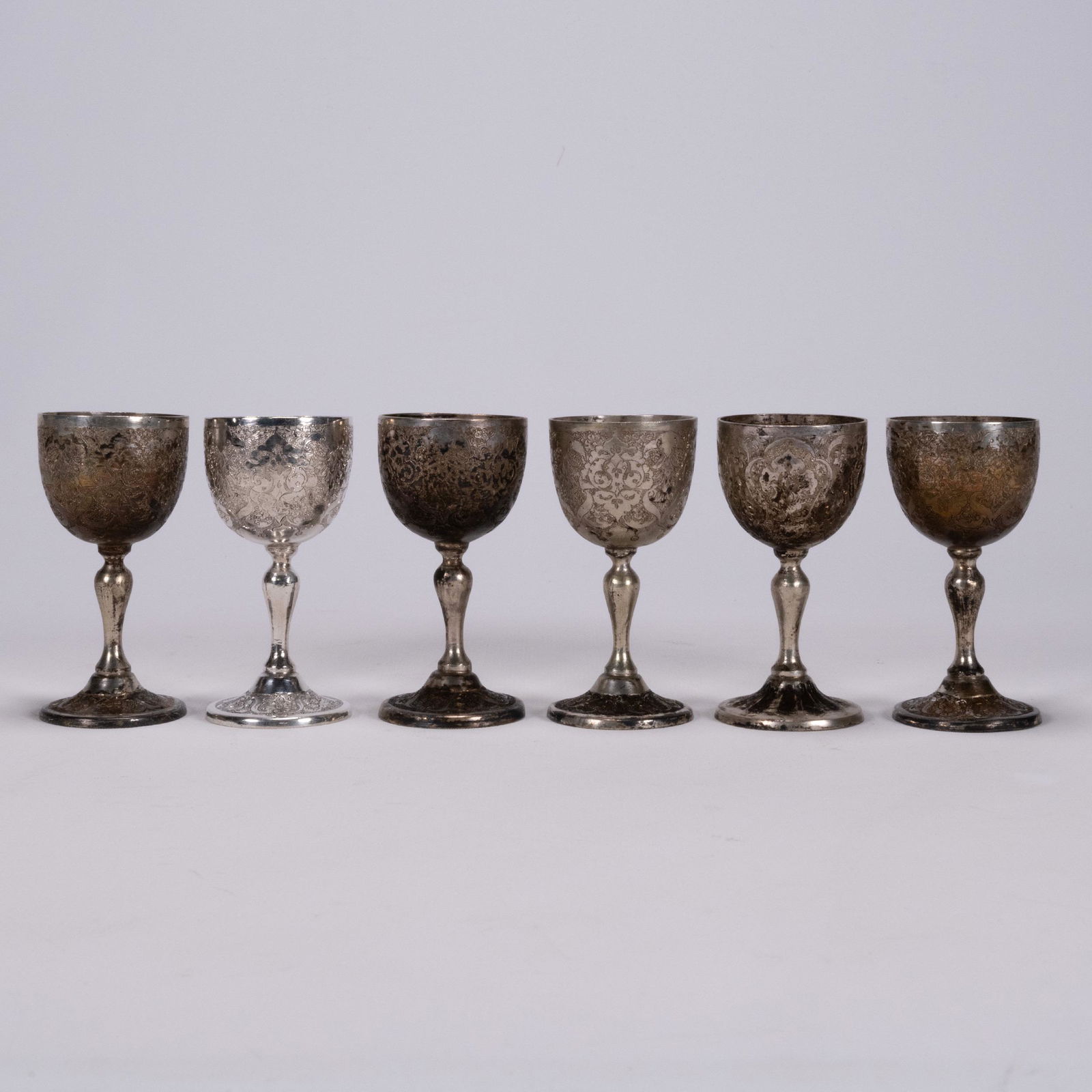 Ottoman Empire Sterling Silver Zarfs Turkish Set