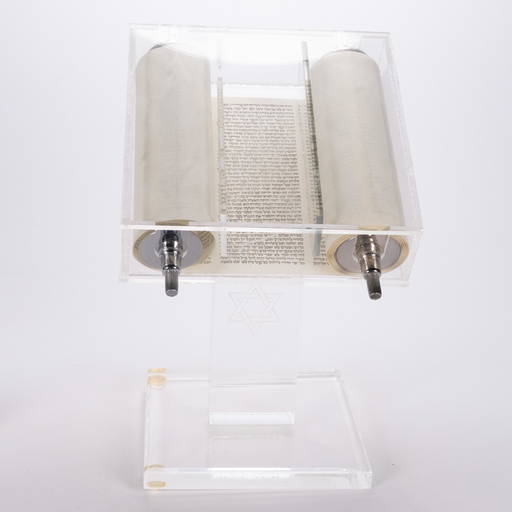 Judaica Torah Scroll In Lucite Display