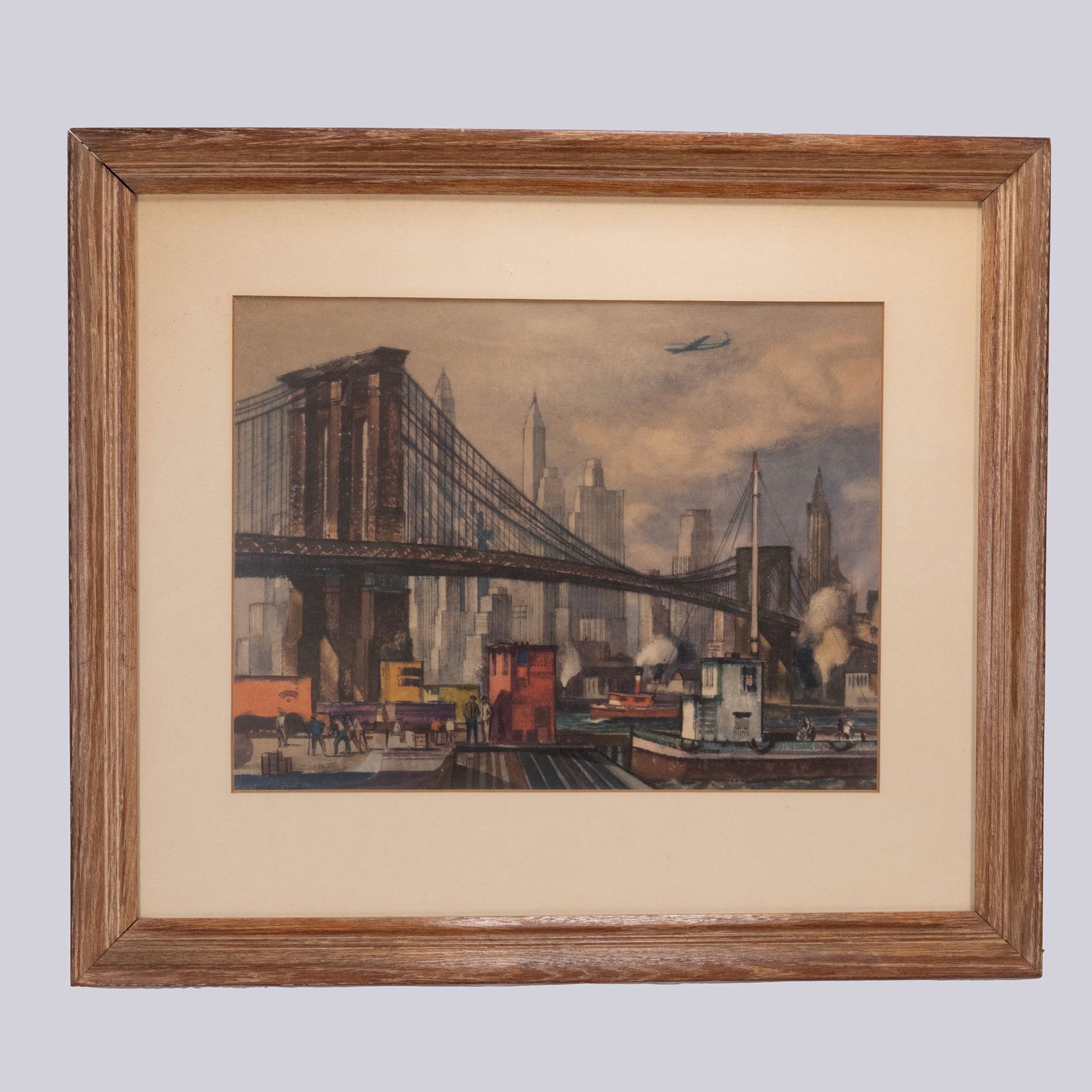 Millard Sheets ( American 1907-1989) Industrial Brooklyn Auction