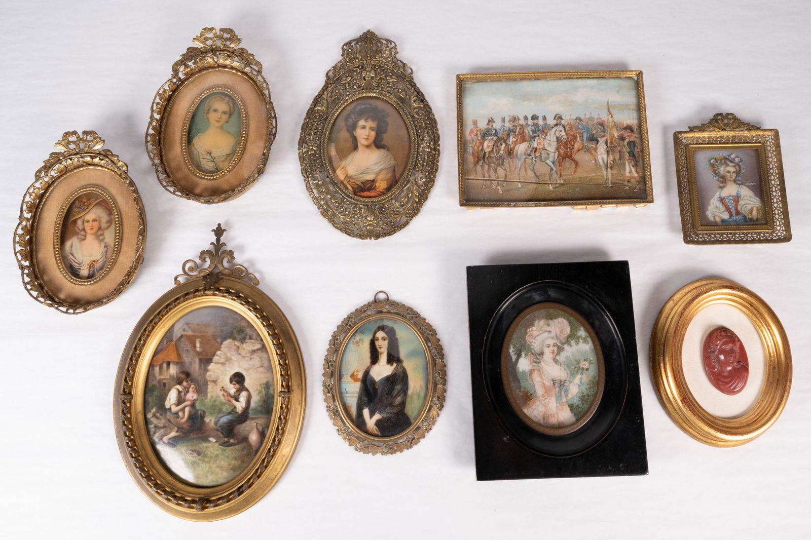 Miniature Portrait Lot Framed Auction
