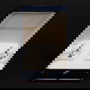 Bailey Banks & Biddle Co 14k Gold Pearl Diamond Earrings Auction