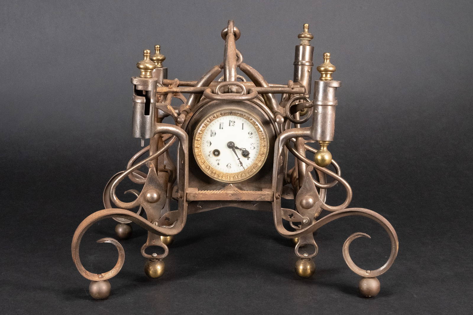 19th C. Trench Art Bayonet Militaria Bronze Mantle Clock Auction