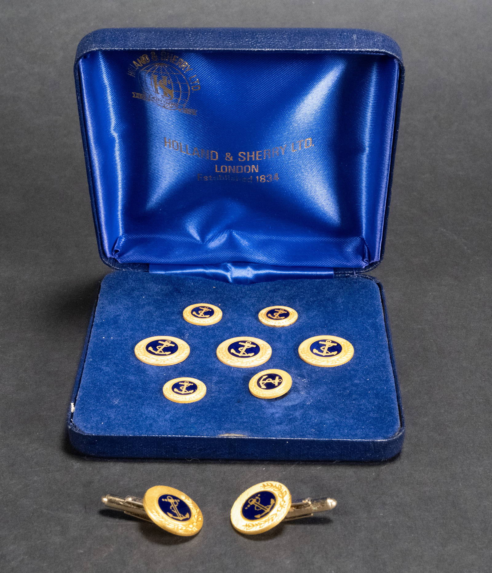 Holland & Sherry John Three Button Blazer Nelson Anchor Button Set W ...