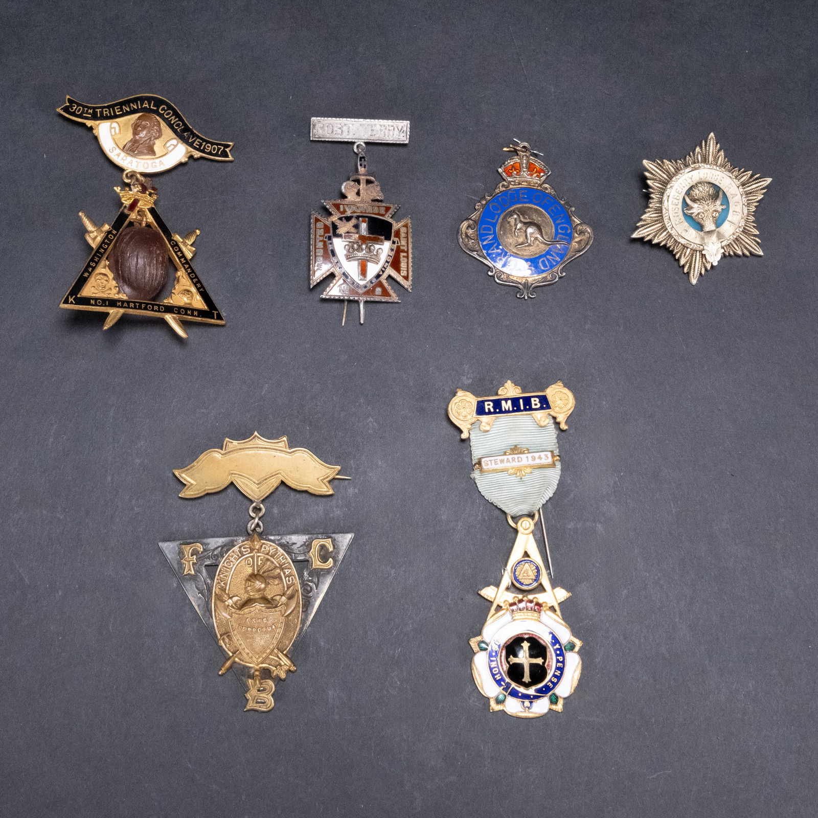 19th C. Masonic Badge Order Collection Lot English Silver Etc Auction