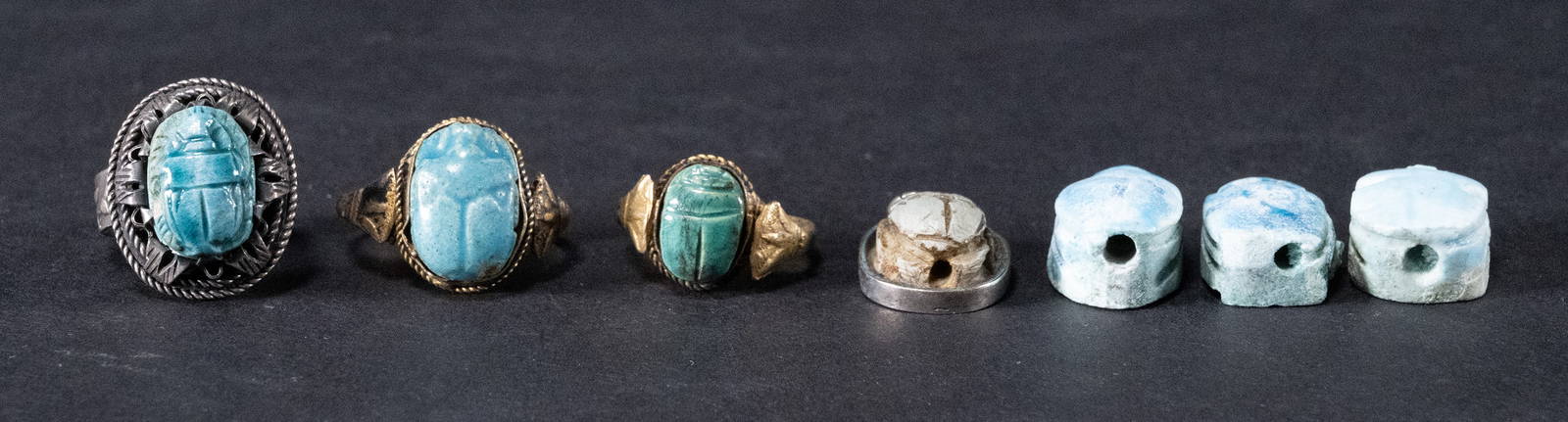 Ancient Egyptian Scarab Amulet & Ring Collection C. 1650 30 Bce