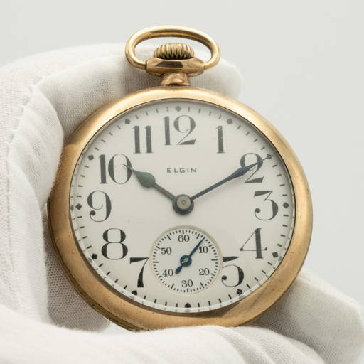 Elgin Gold Pocket Watch Open Face Railroad