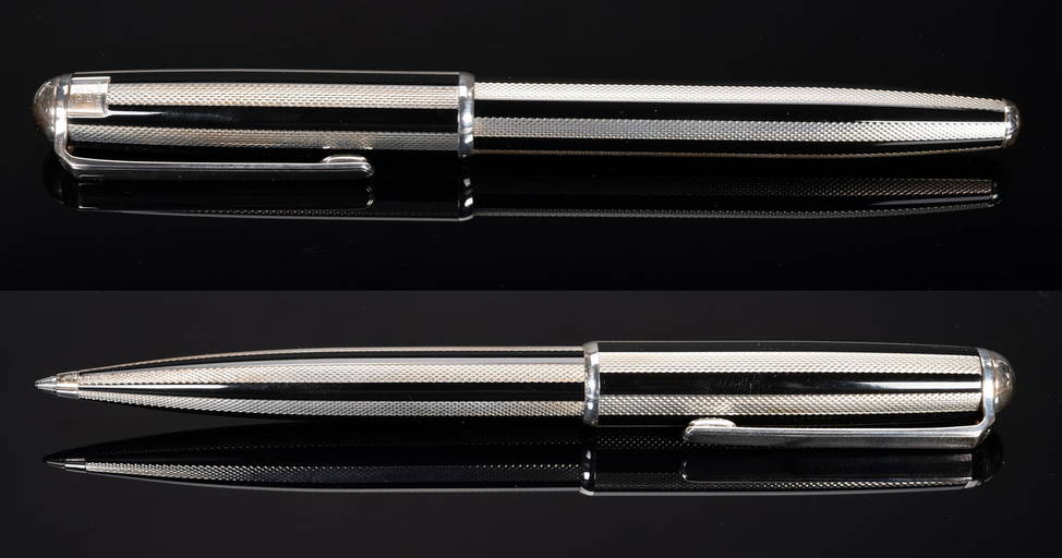 Bossert & Erhard Germany 925 Silver & Black Guilloche Two Ballpoint Pen