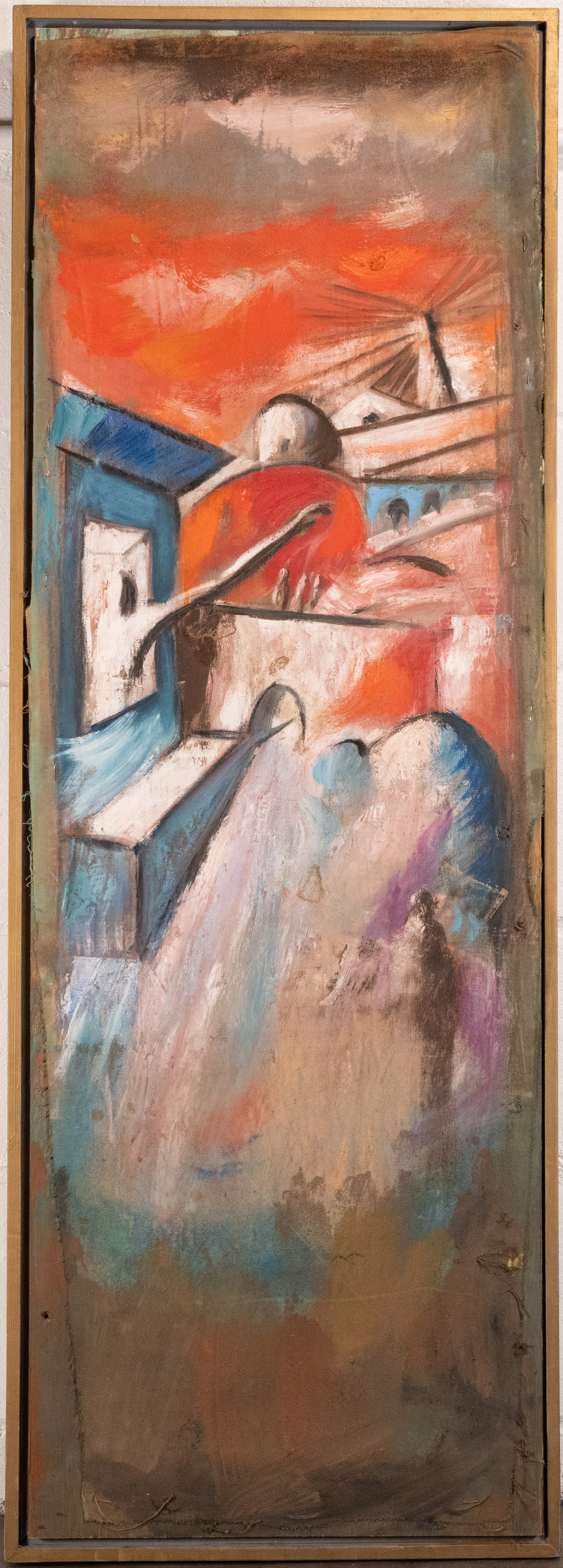 Roberto Barni ( Italy B.1934- ) Pastel On Canvas Attached To Board ...